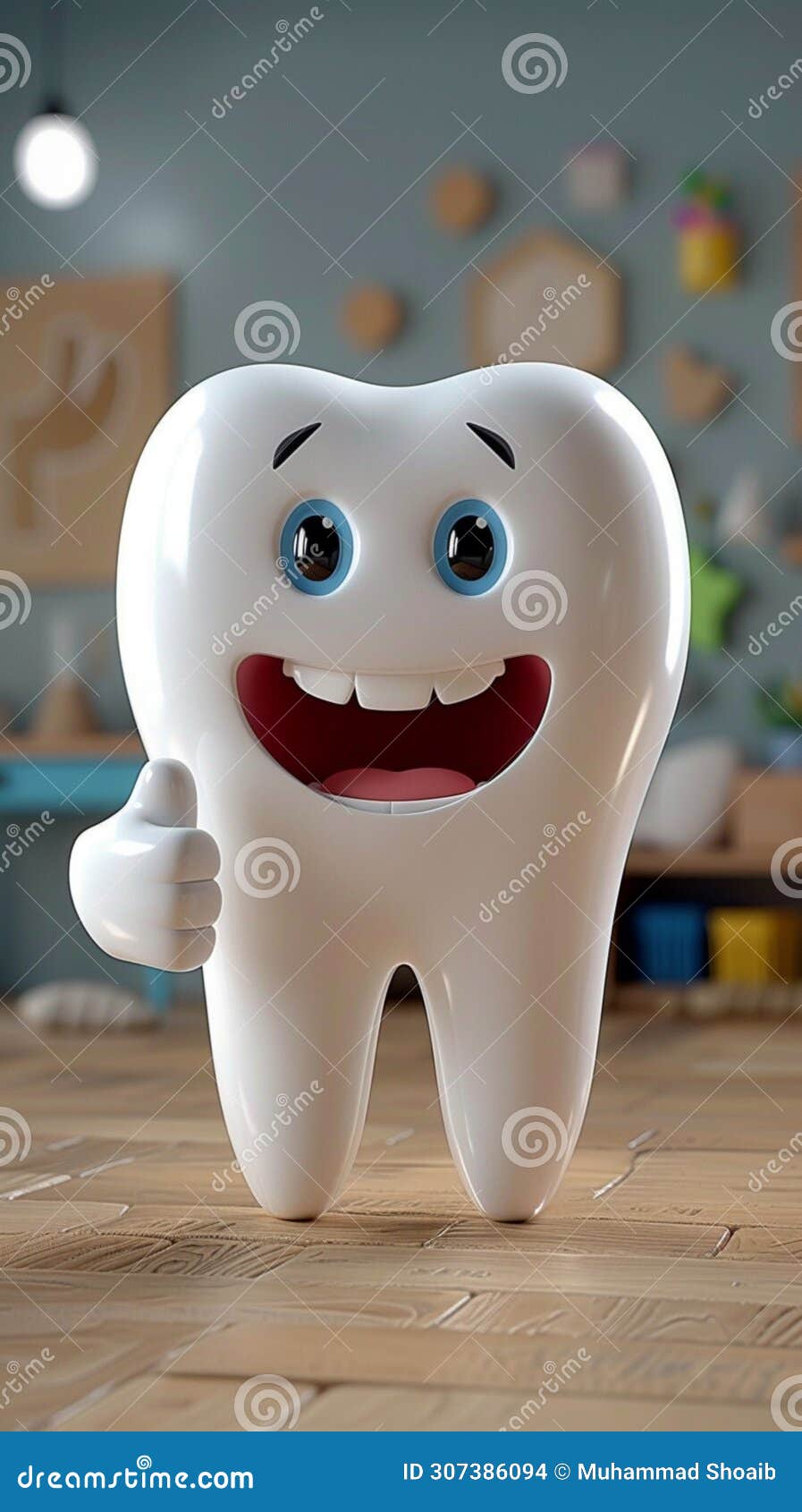 Friendly Tooth Character Shows Approval with Thumbs Up, 3D Stock ...