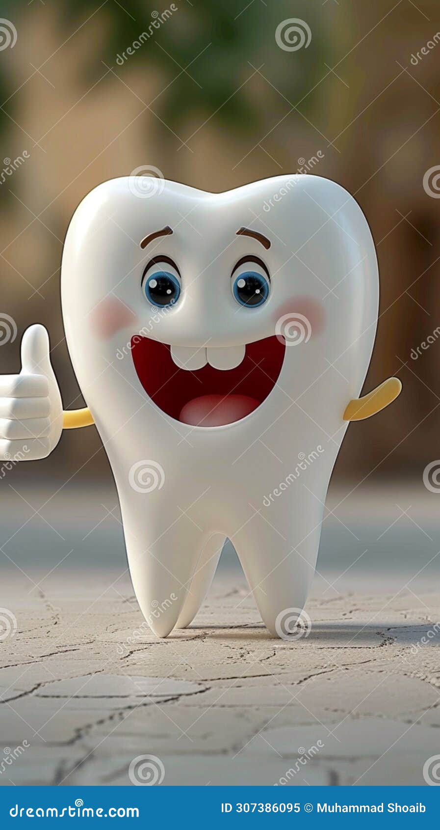 Friendly Tooth Character Shows Approval with Thumbs Up, 3D Stock ...