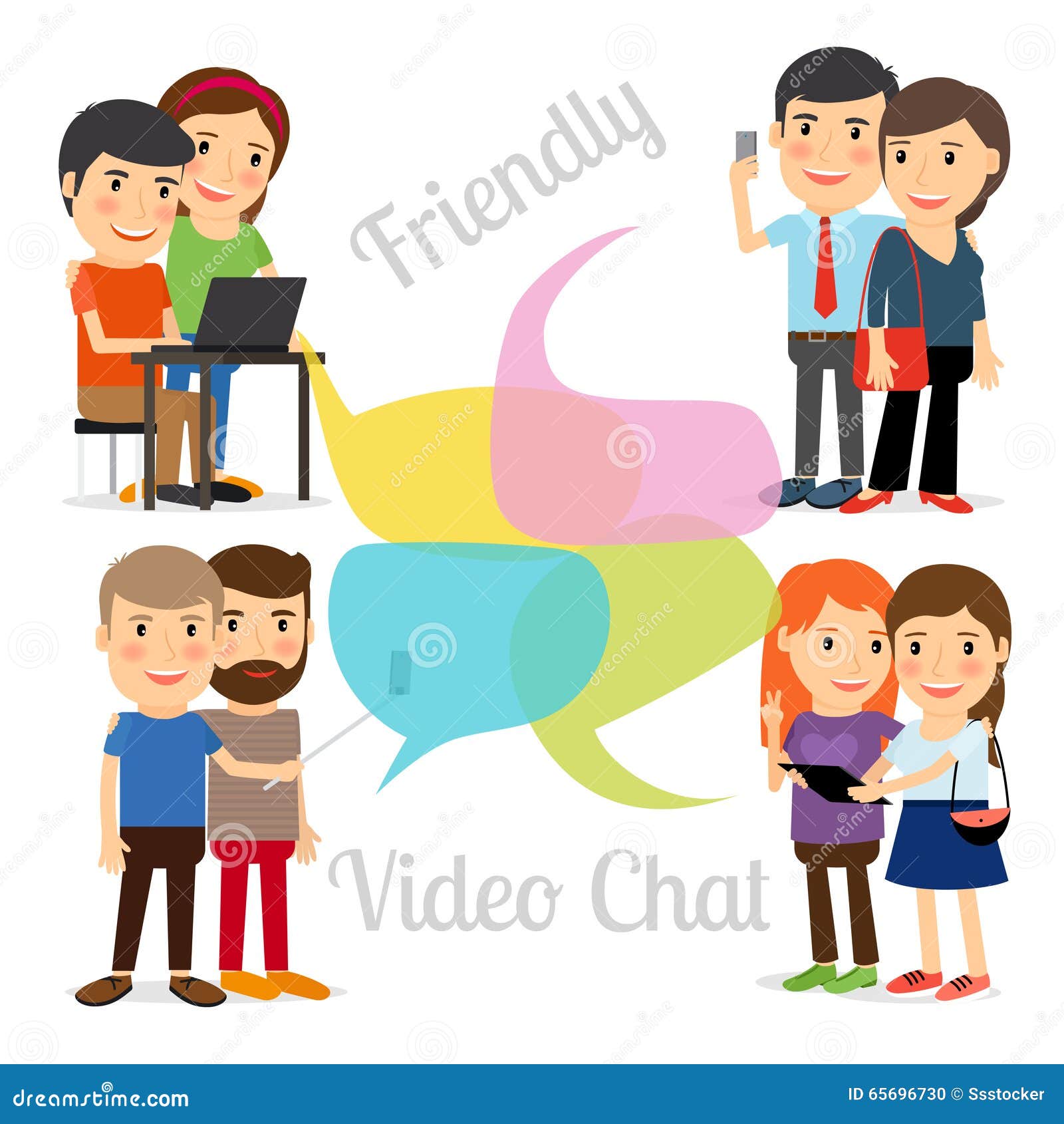 Friendly video chat stock vector. Illustration of device - 65696730