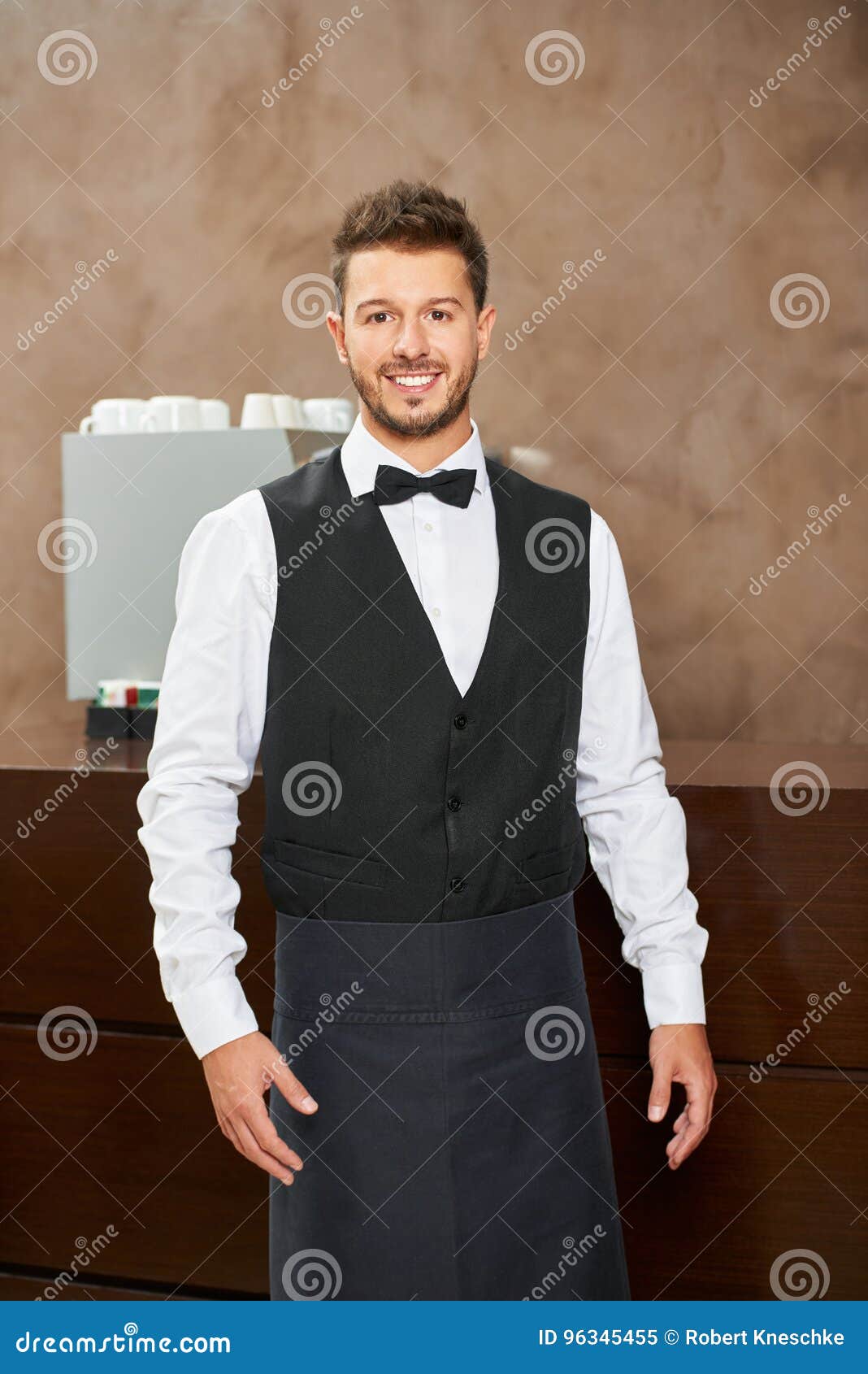 Friendly Waiter in Uniform in a Restaurant Stock Image - Image of happy ...