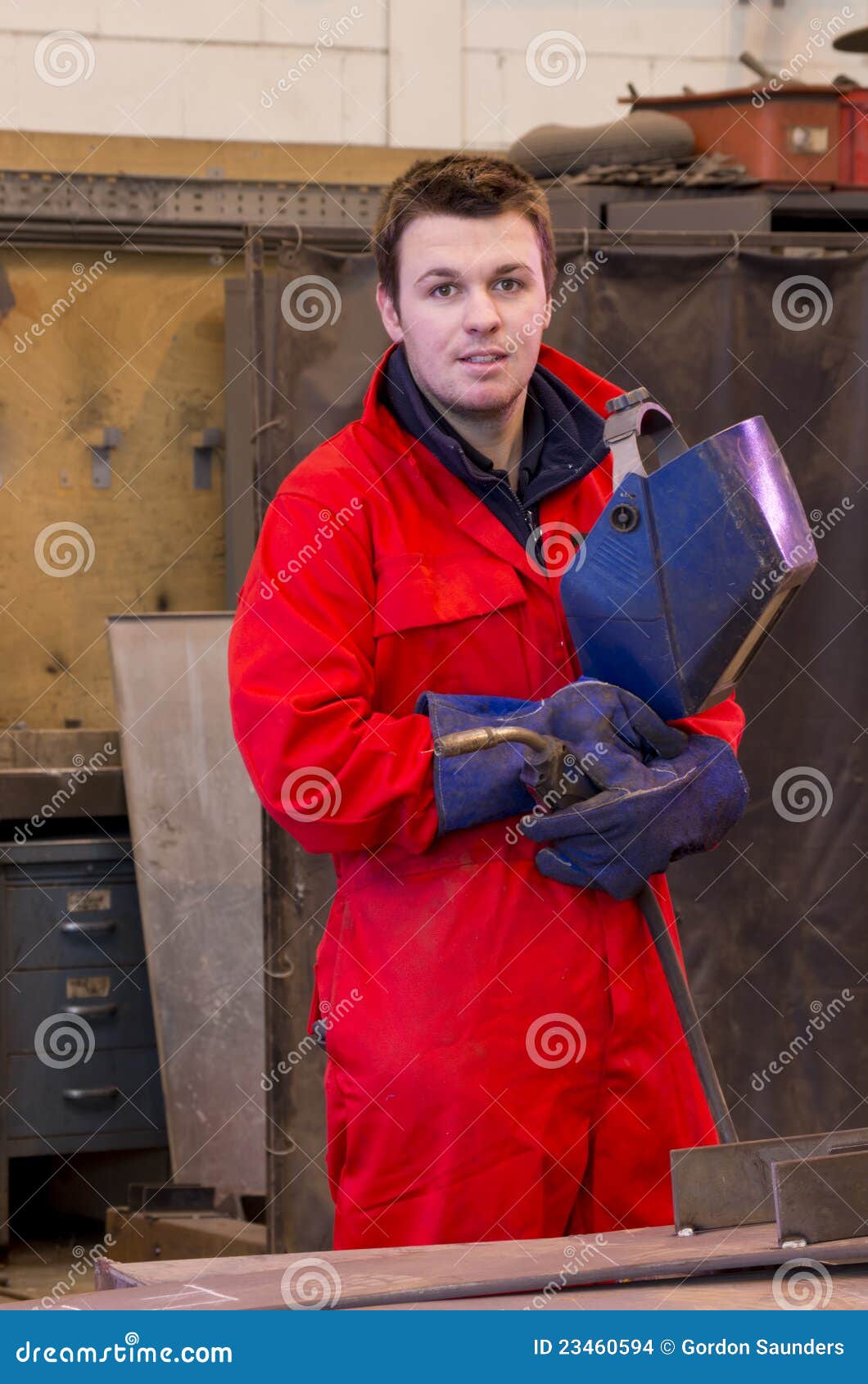 Friendly Welder Looks at Camera Stock Photo - Image of face, safety ...
