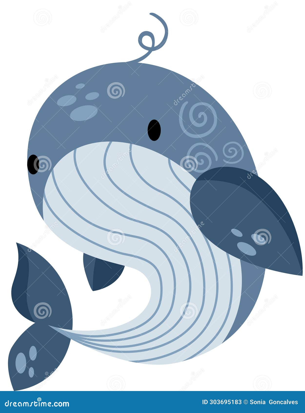 Friendly Whale Isolated on White Stock Illustration - Illustration of ...