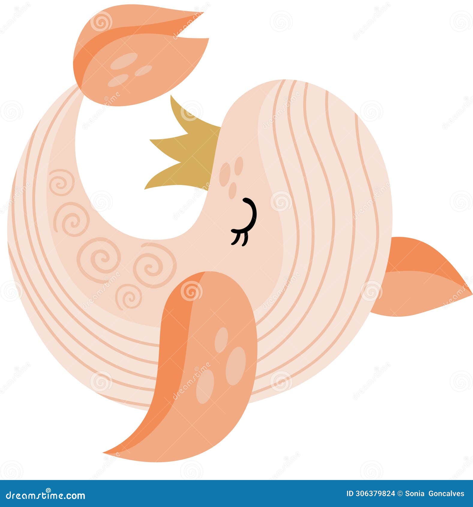 Friendly Whale Princess with Crown Stock Vector - Illustration of ...