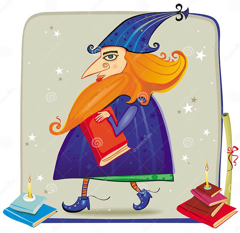 A Friendly Wizard, with Books Stock Vector - Illustration of fantasy ...