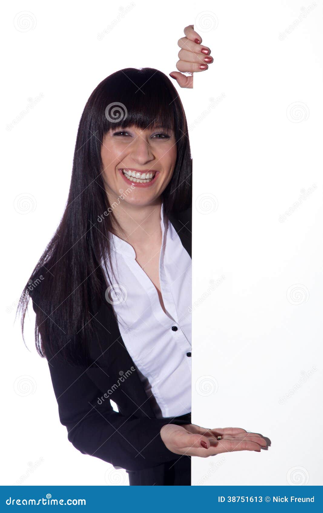 Friendly woman with sign stock image. Image of studio - 38751613