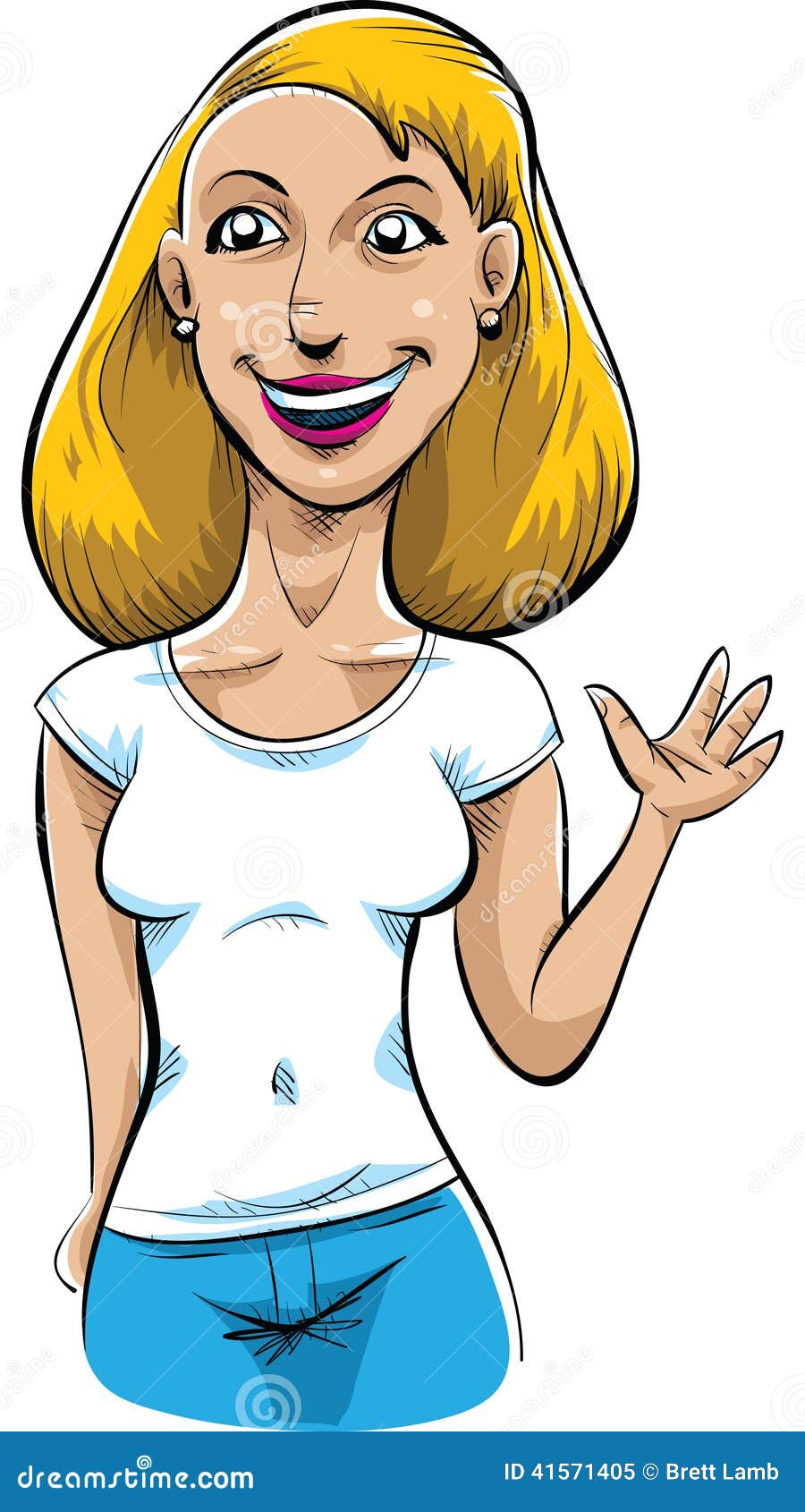 Friendly Woman Waving stock illustration. Illustration of waving - 41571405