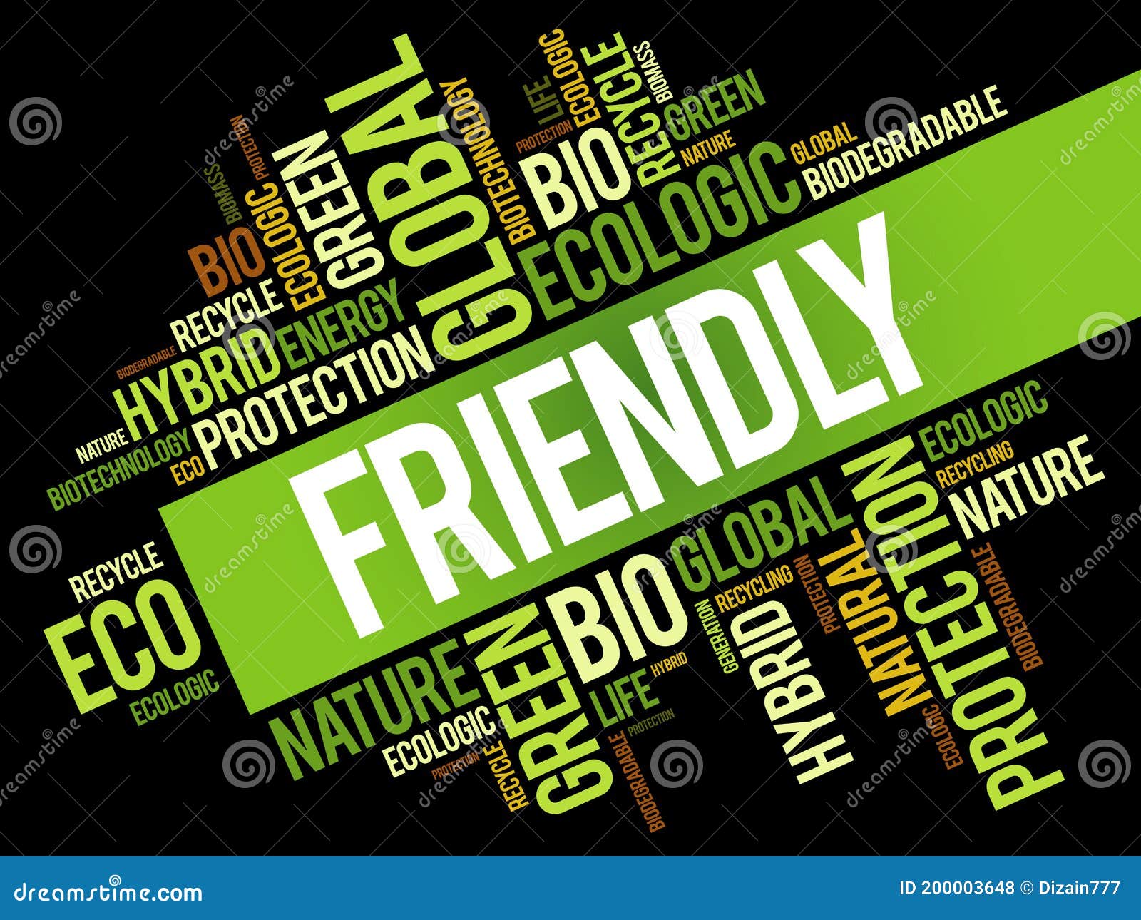 Friendly word cloud stock illustration. Illustration of ecological ...