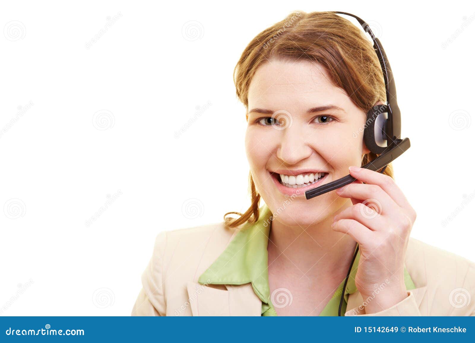 Friendly Worker with Headset Stock Image - Image of person, caucasian ...