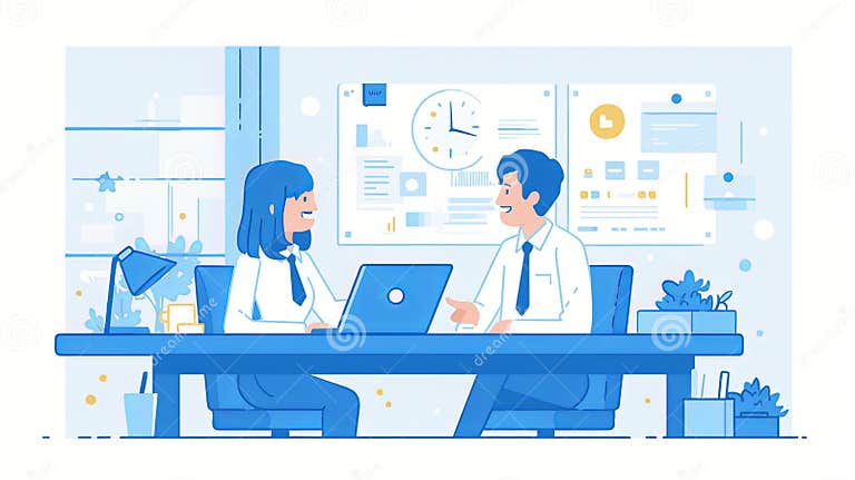 Friendly Workplace Interaction between Two Colleagues in a Modern ...