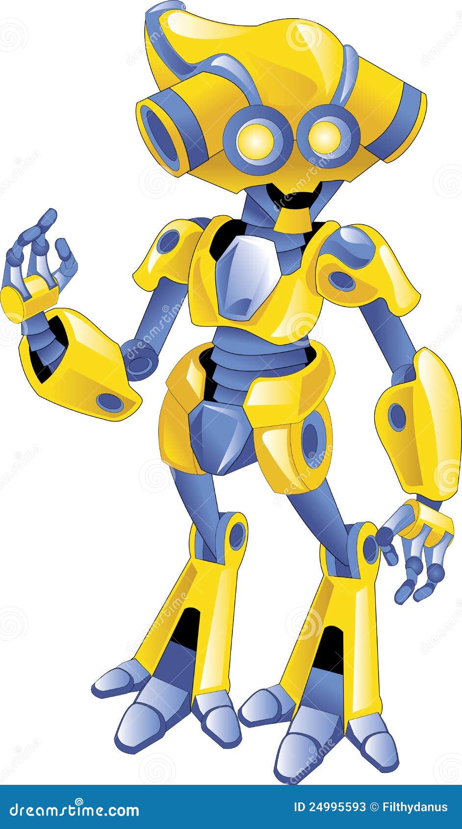 Yellow Robot 3d Rendering With Streamlined Design In Bill Gekas Style ...