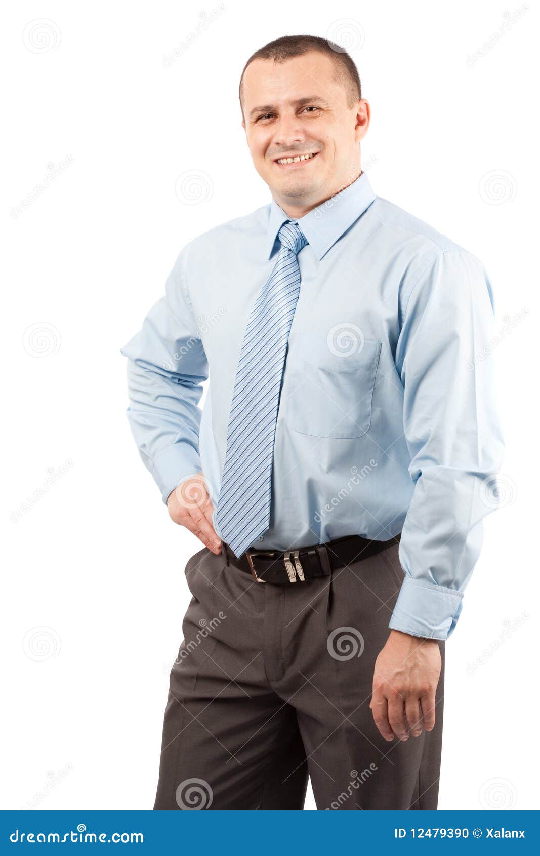 Friendly Young Businessman Isolated on White Stock Photo - Image of ...