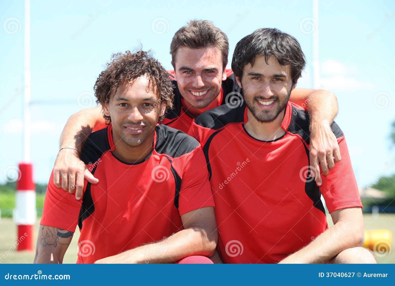 Friendly Young Rugby Players Stock Image - Image of football, head ...