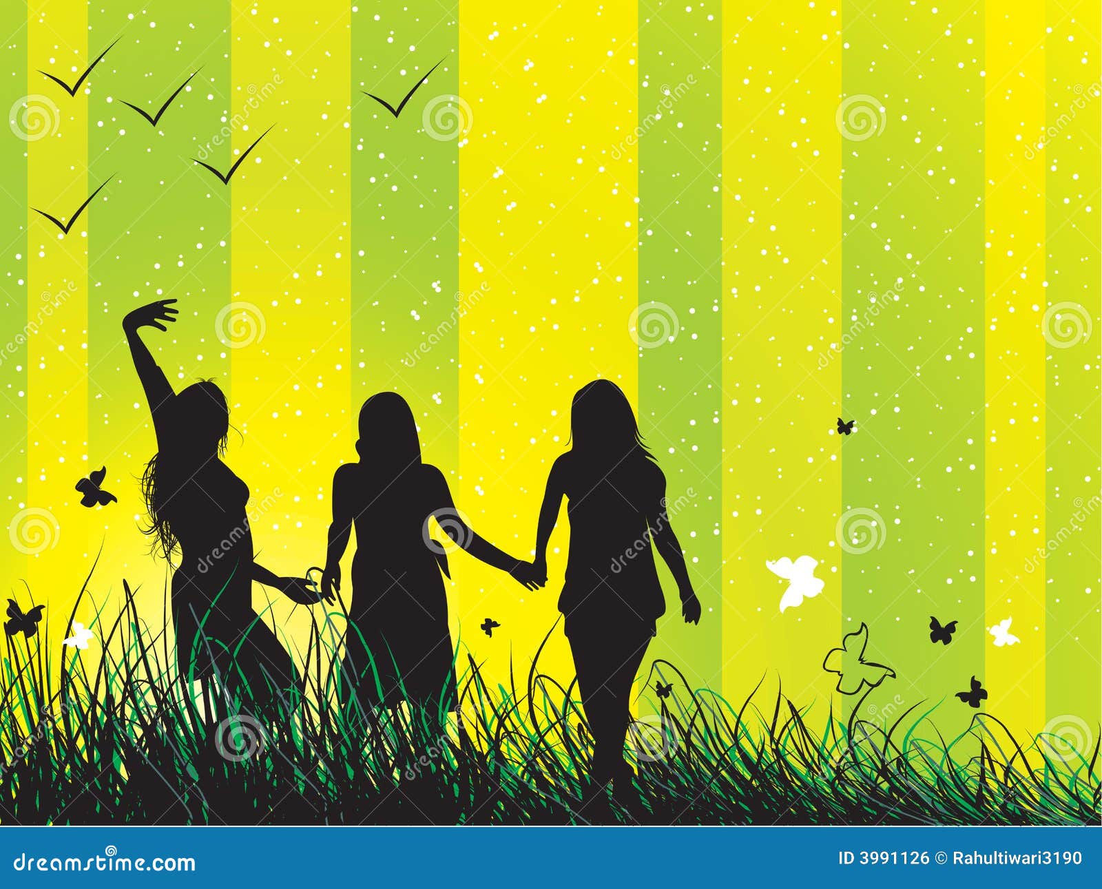 Friends stock vector. Illustration of girls, arms, together - 3991126