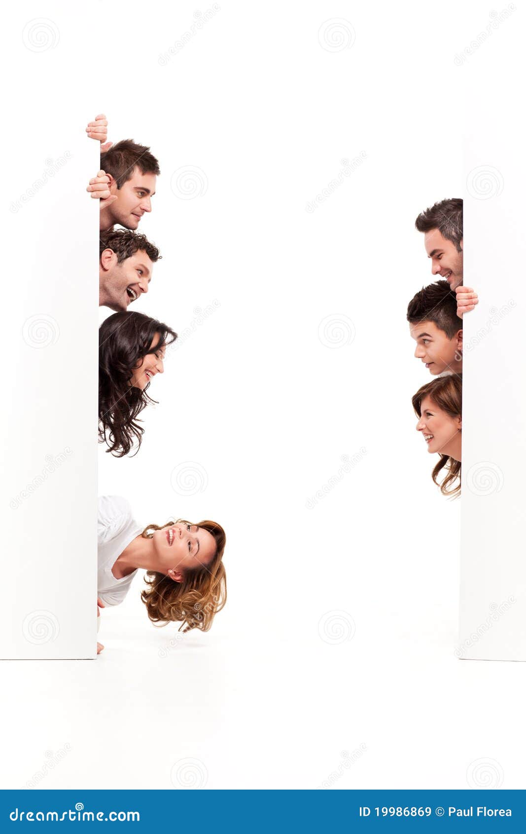 Friends Advertising Looking at Each Other Stock Image - Image of ...