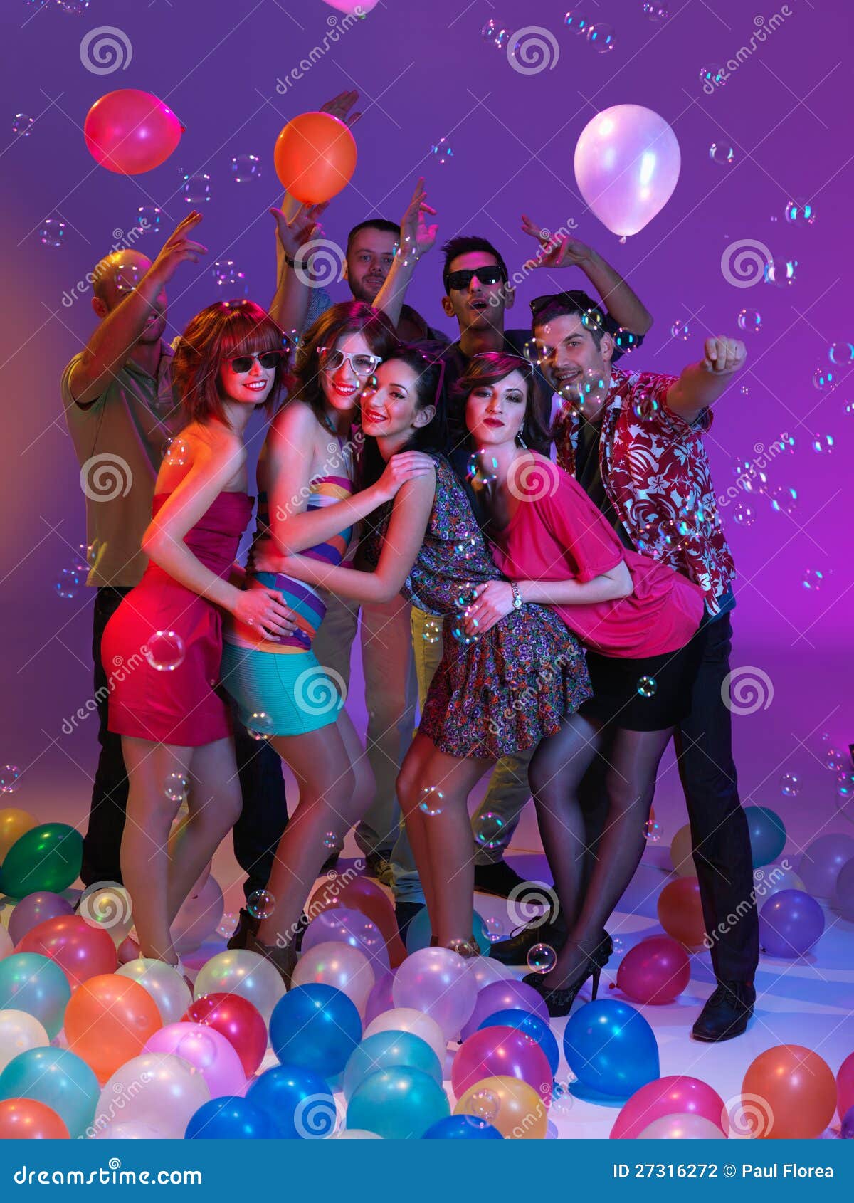 Friends, Balloons, Bubbles and Colors Stock Photo - Image of closeness ...