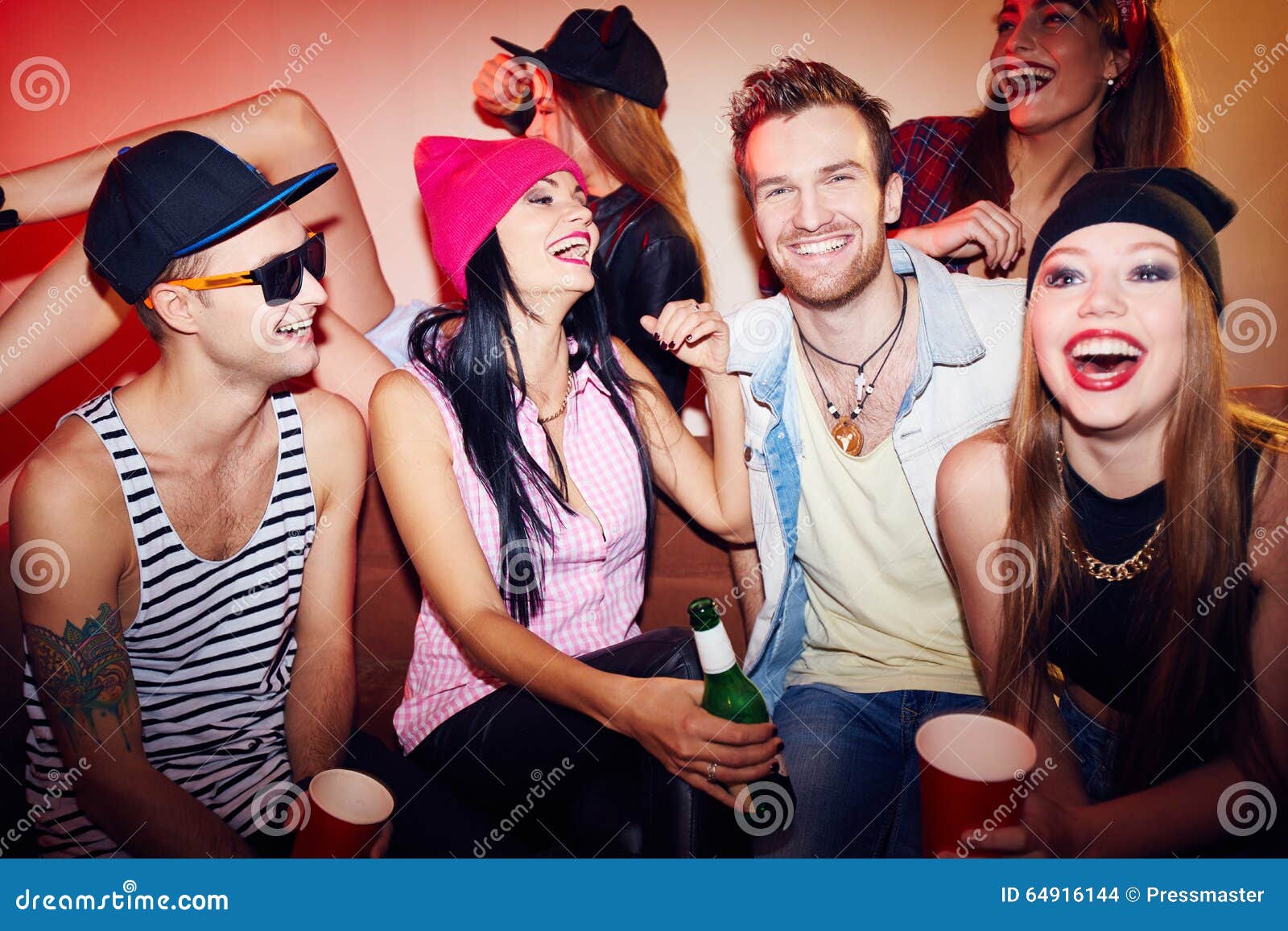 Friends in bar stock photo. Image of casual, gathering - 64916144