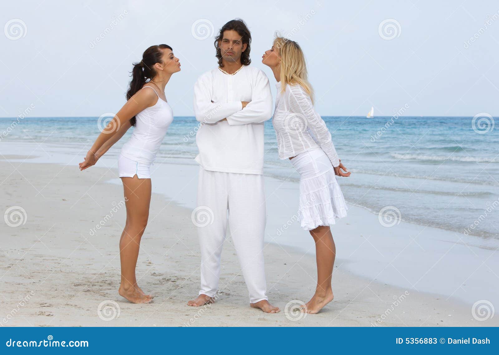 Friends at the Beach stock image. Image of summer, three - 5356883