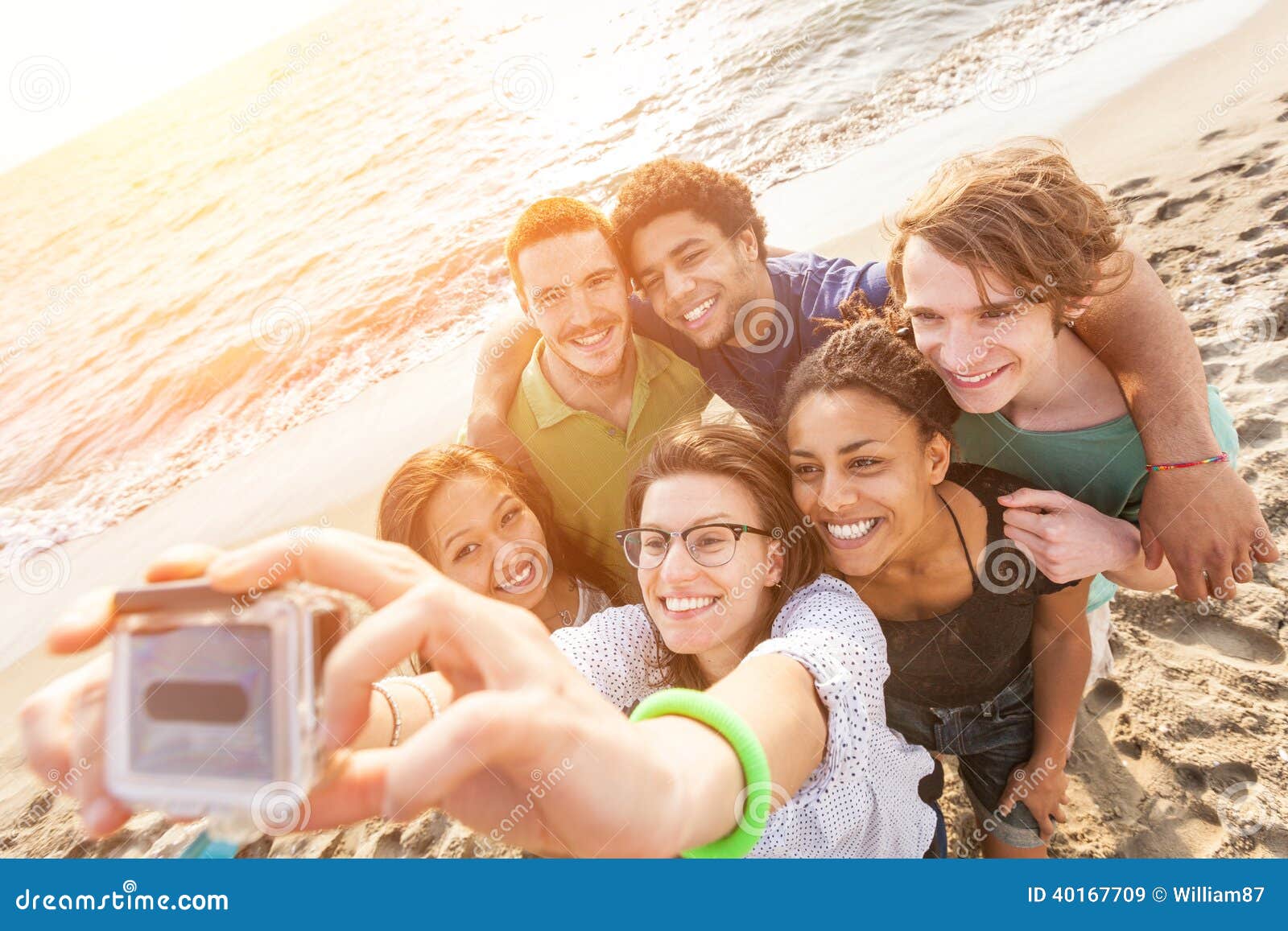Friends at Beach stock image. Image of selfie, asian - 40167709