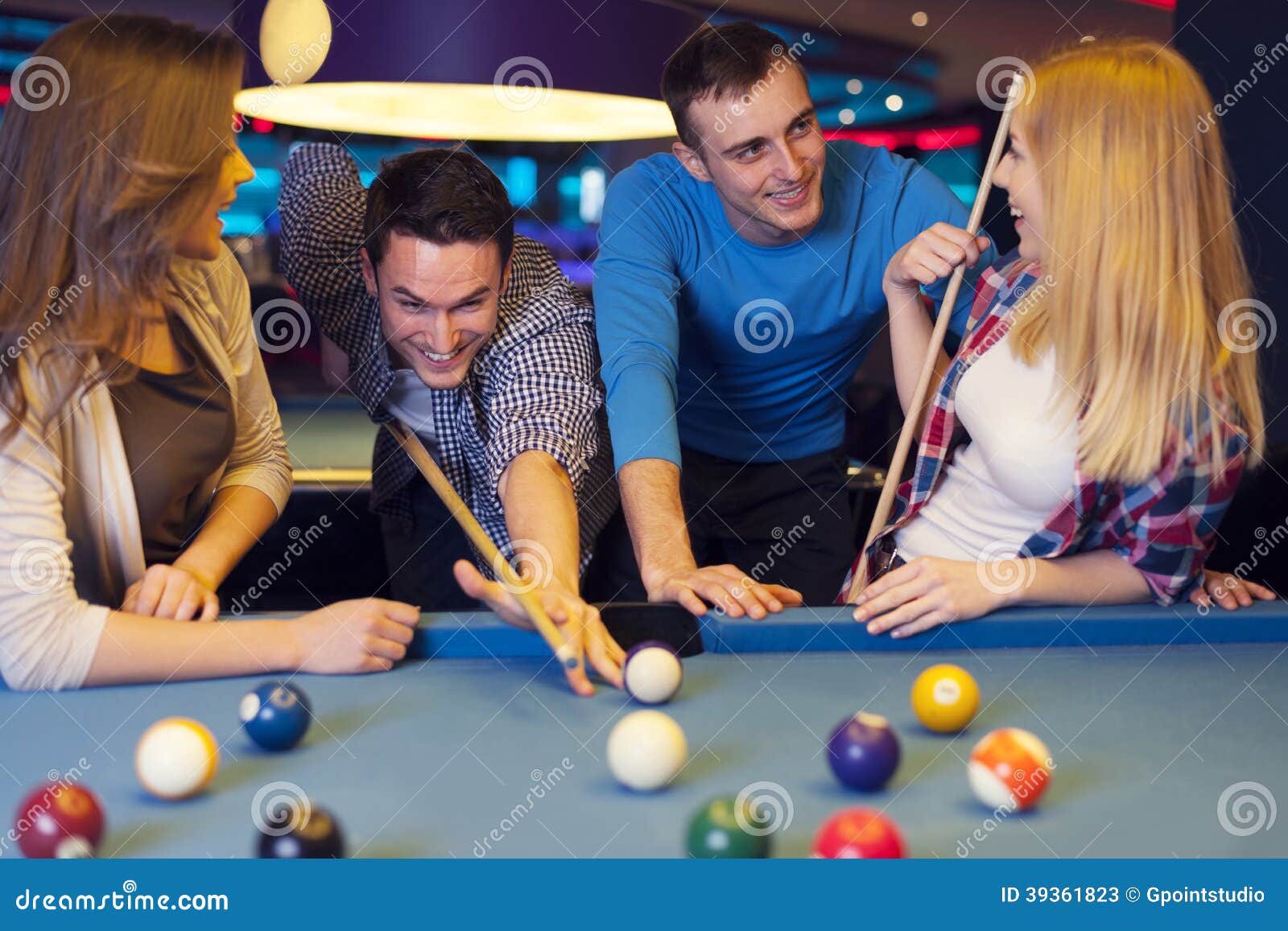 Friends in billard club stock image. Image of male, group - 39361823