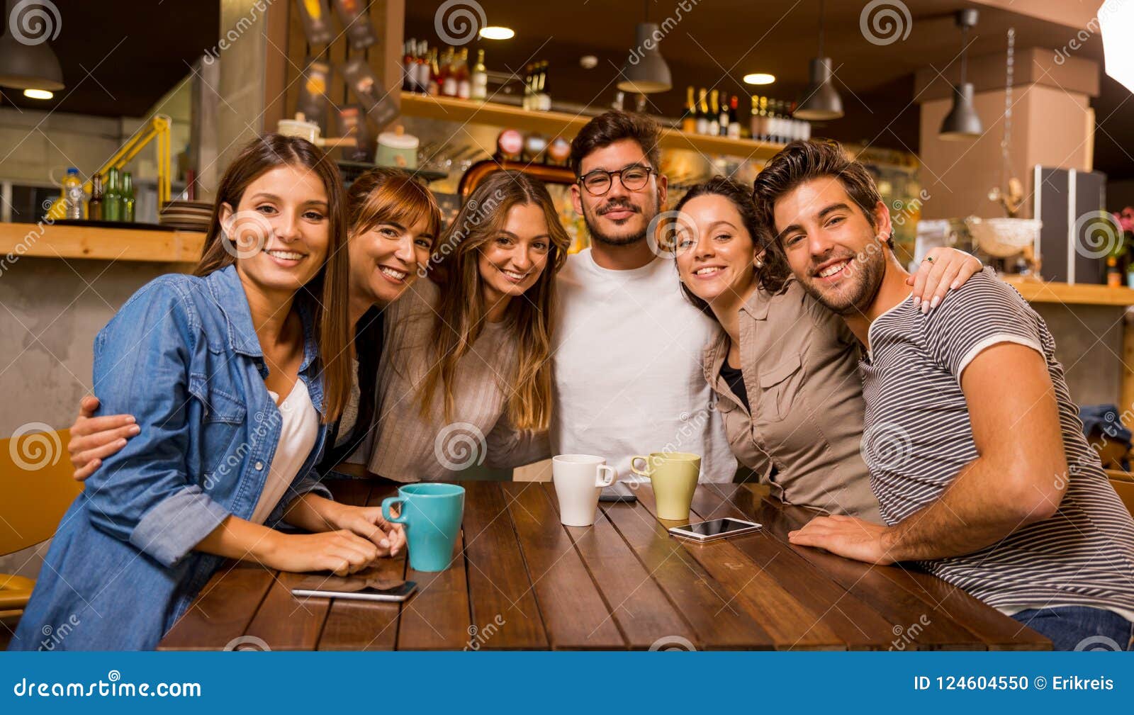 Friends at the cafe stock photo. Image of lifestyle - 124604550