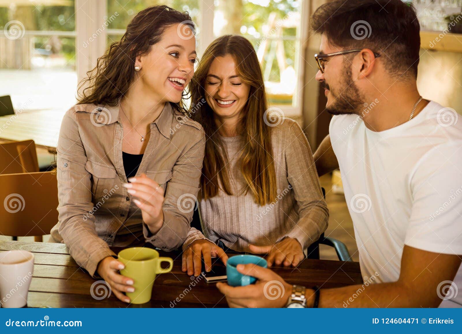 Friends at the cafe stock image. Image of american, buddy - 124604471
