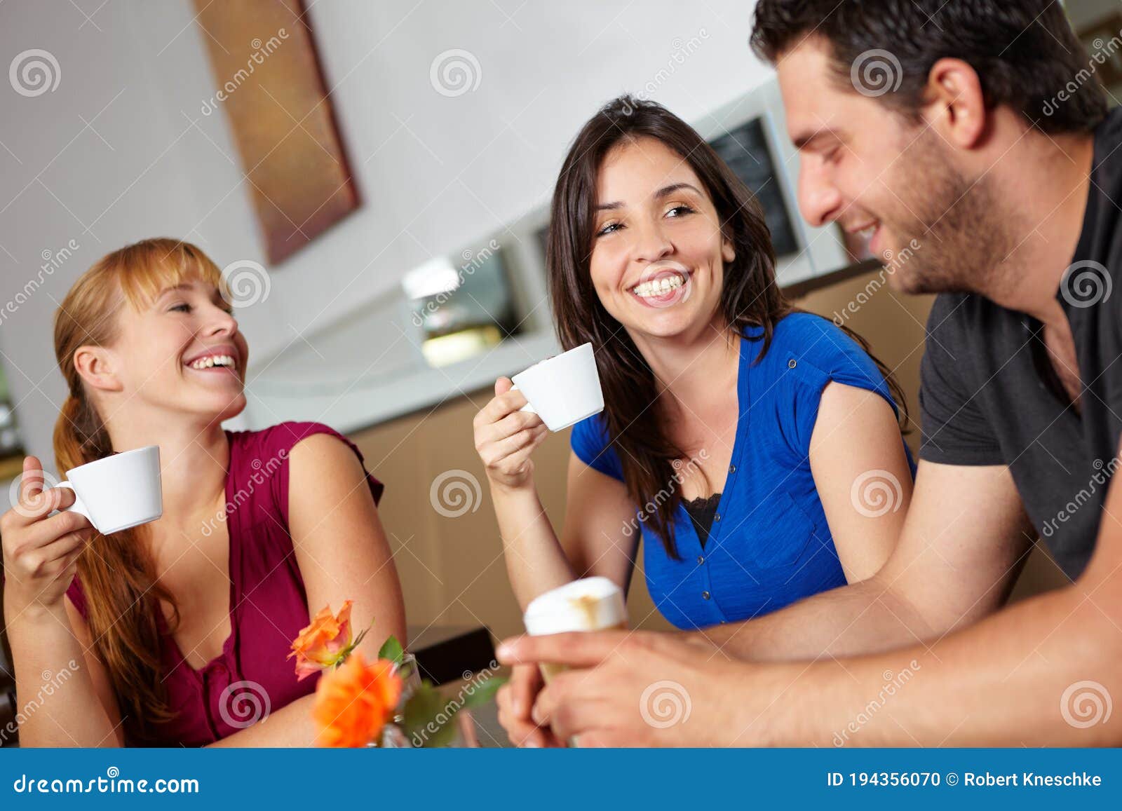Friends in the cafe stock photo. Image of date, attractive - 194356070