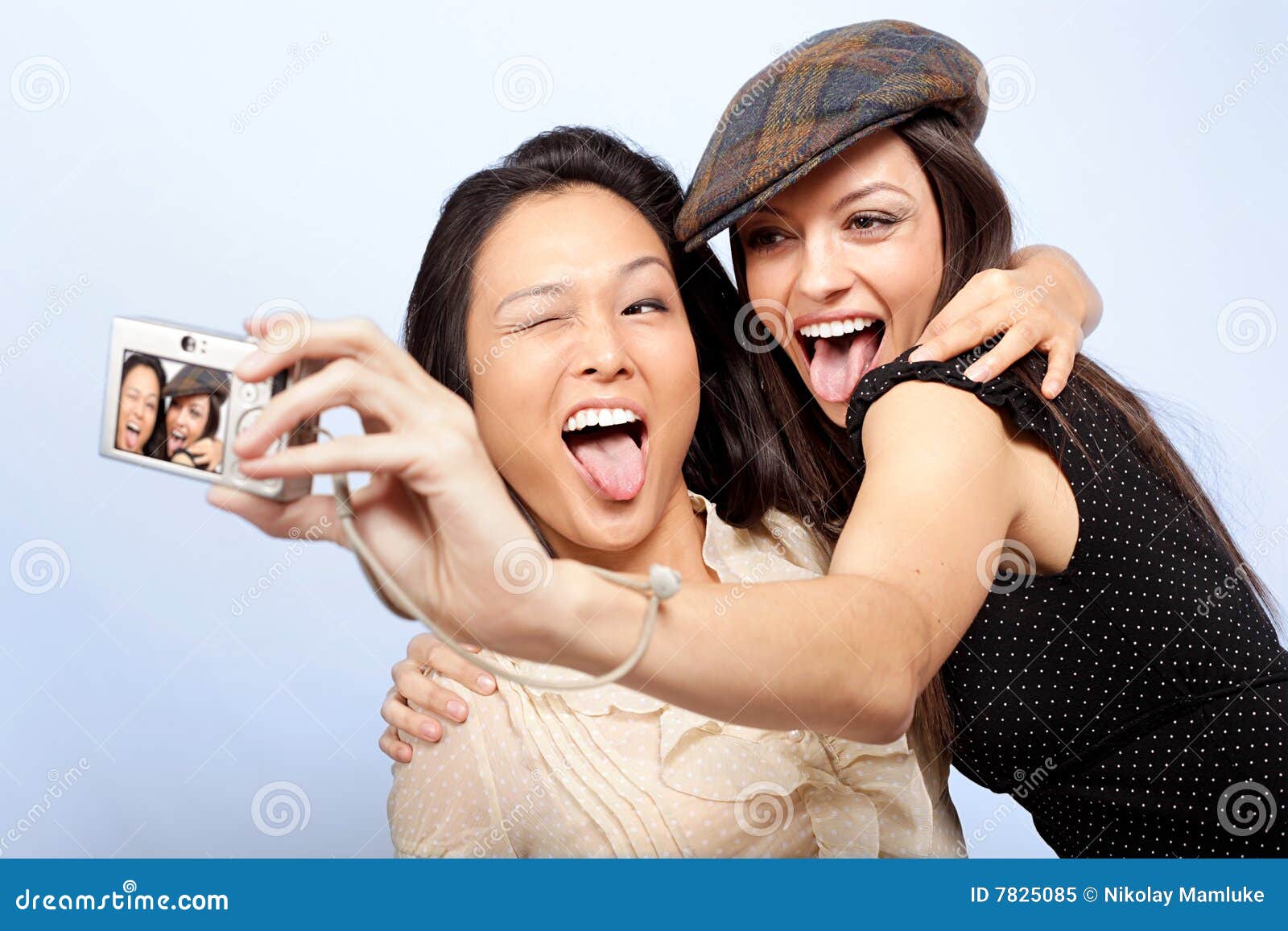 Friends with camera stock image. Image of embracing, friendship - 7825085