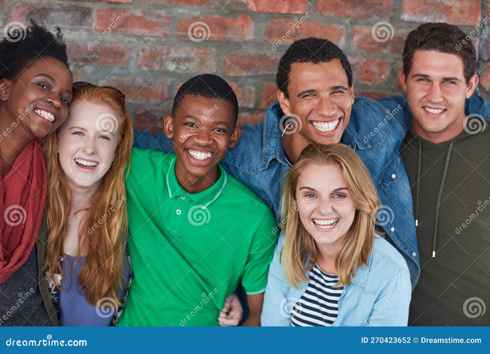 Friends on Campus. Portrait of a Group of University Students Standing ...