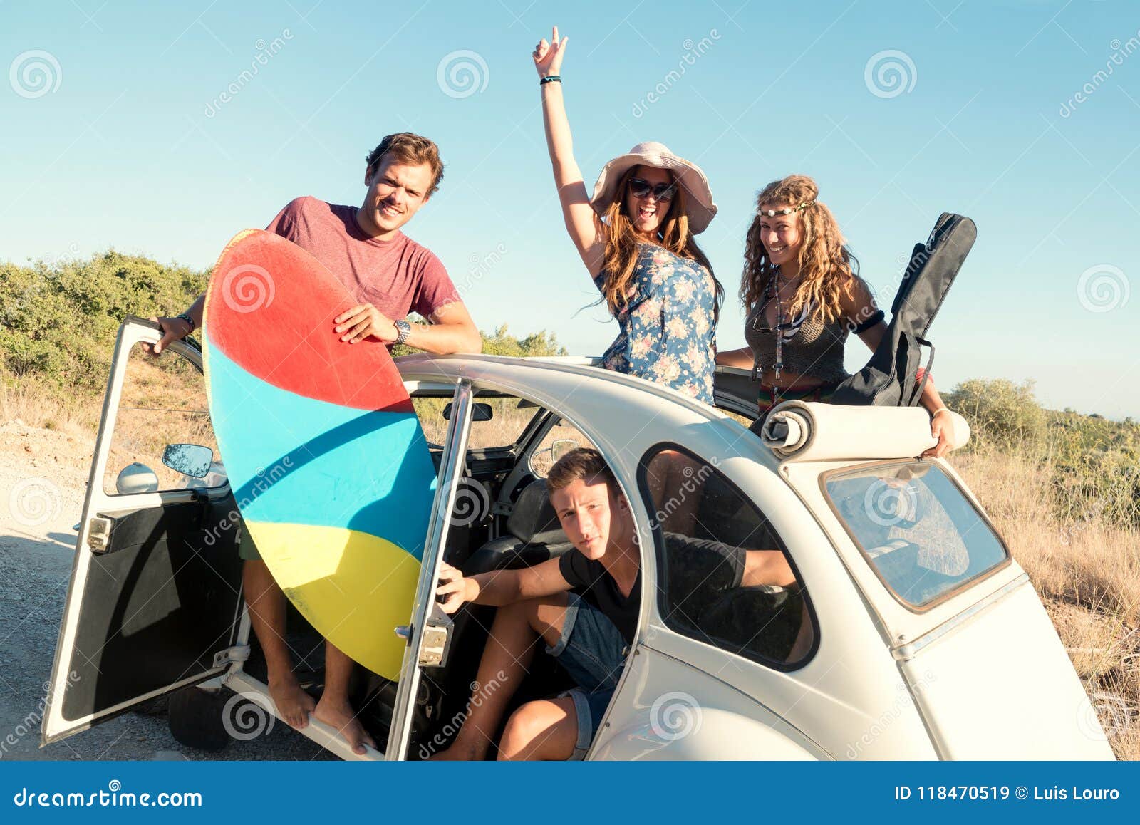 Friends in a car stock image. Image of male, convertible - 118470519