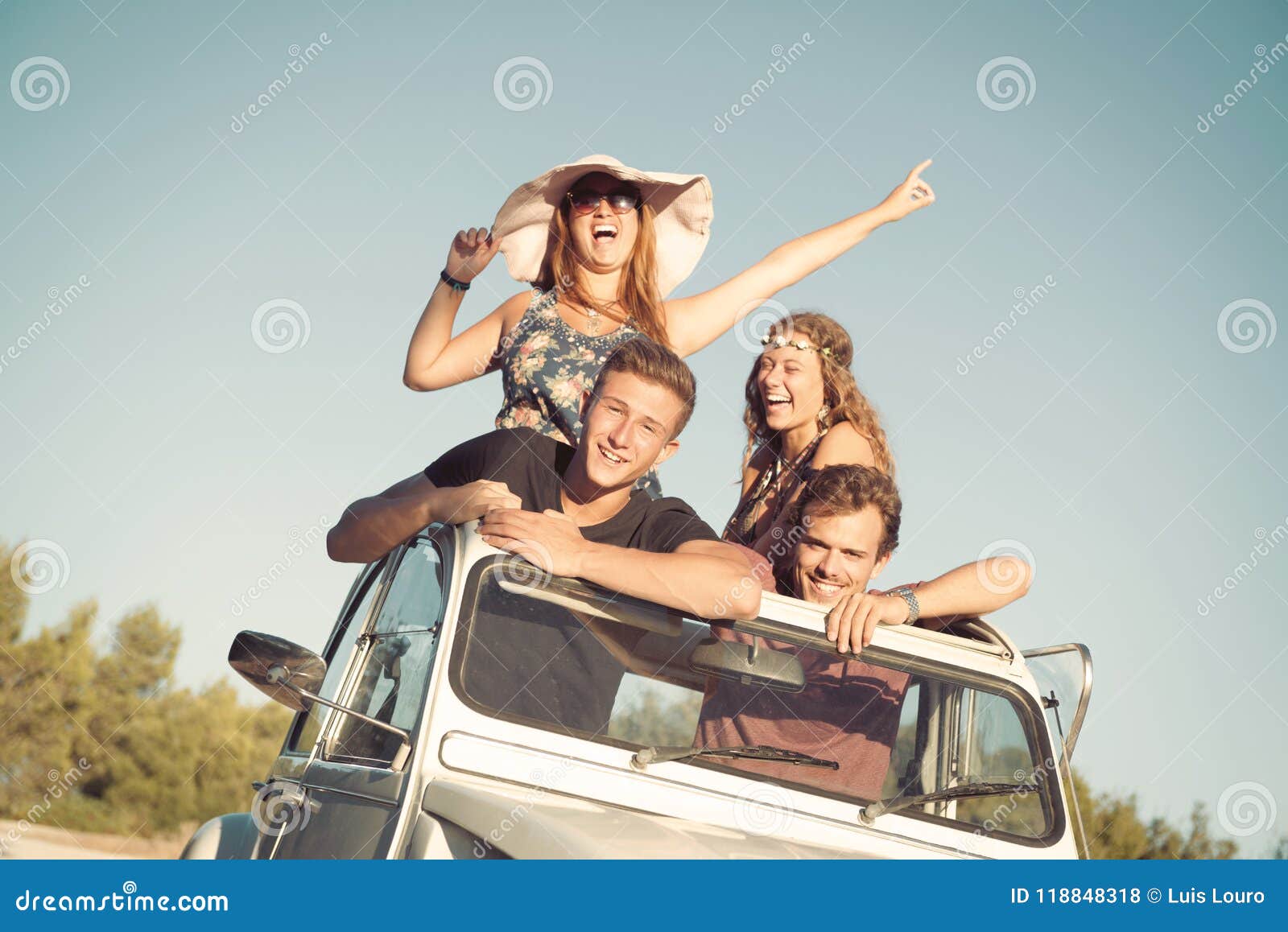 Friends in a car stock photo. Image of boys, pretty - 118848318