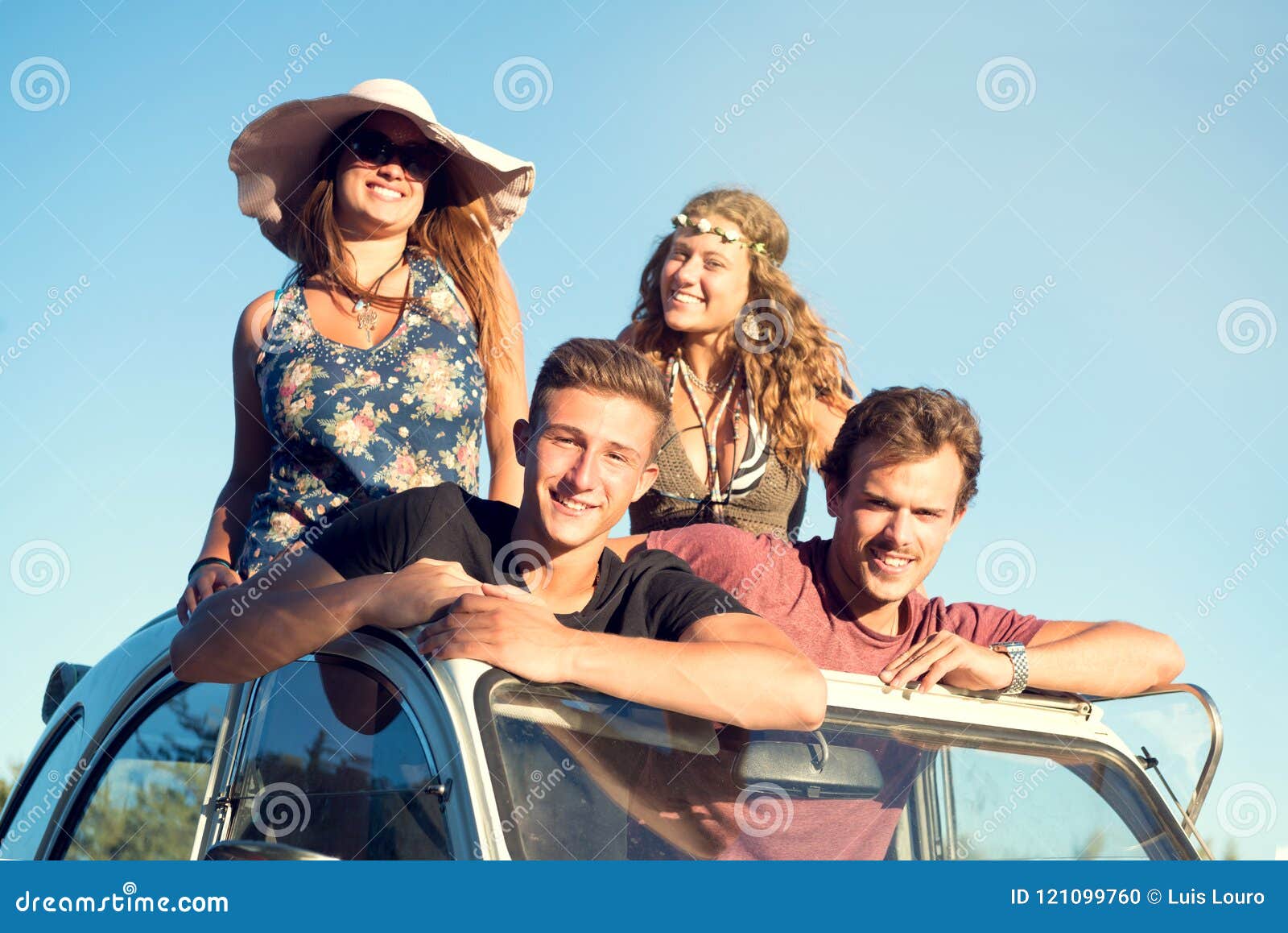 Friends in a car stock photo. Image of female, cheerful - 121099760