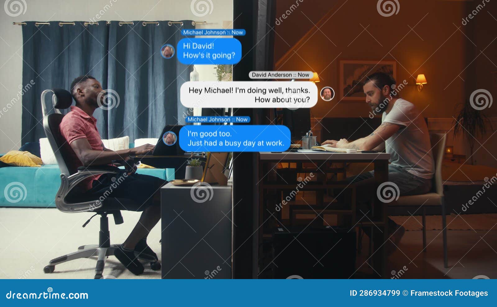 Friends Chat Online in Messenger App on PC. 3D Animation of Text in Bubbles Stock Video - Video ...