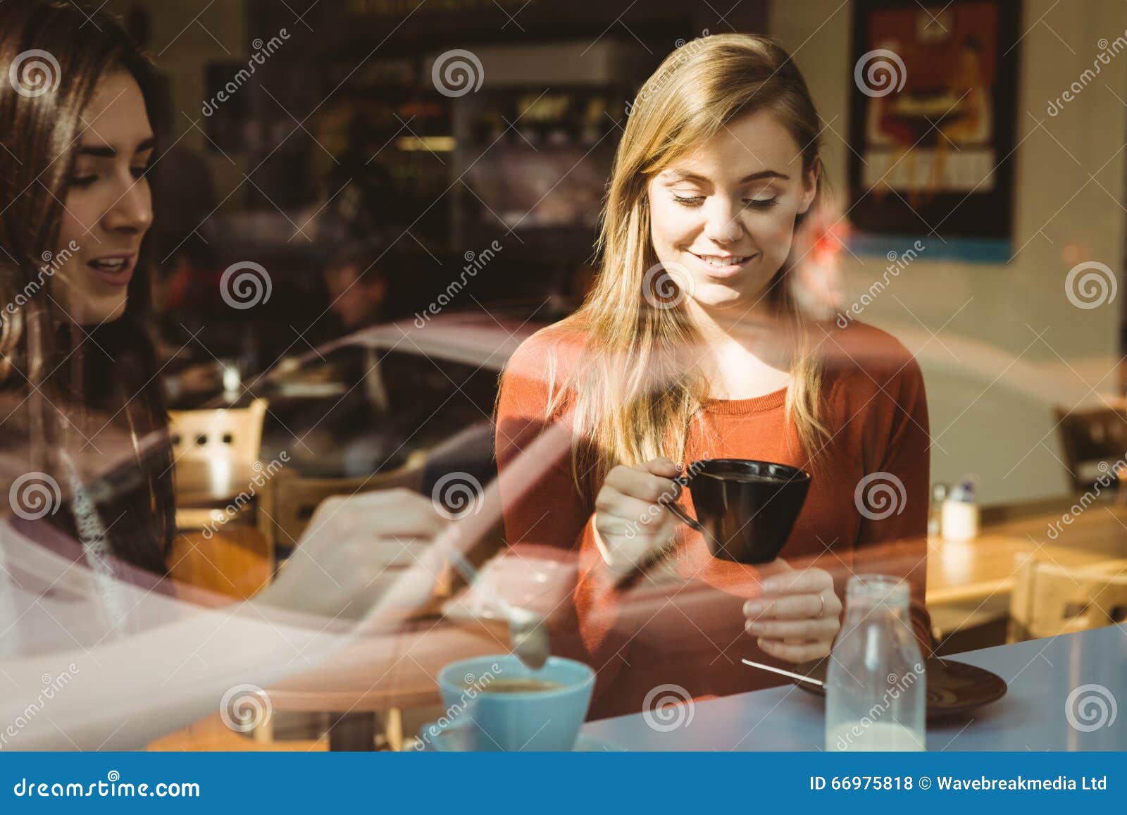Friends Chatting Over Coffee Stock Photo - Image of holding, female ...