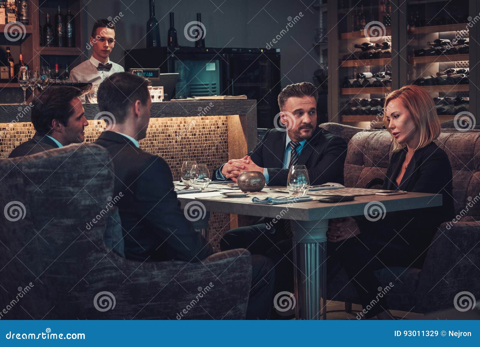 Friends Chatting in a Restaurant. Stock Image - Image of colleagues ...