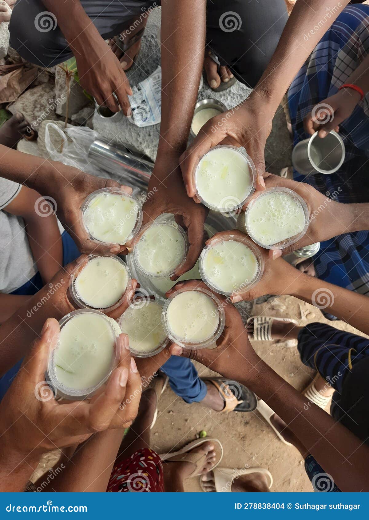 Friends are Cheerful with Buttermilk, Unity is Strength. Stock Photo ...