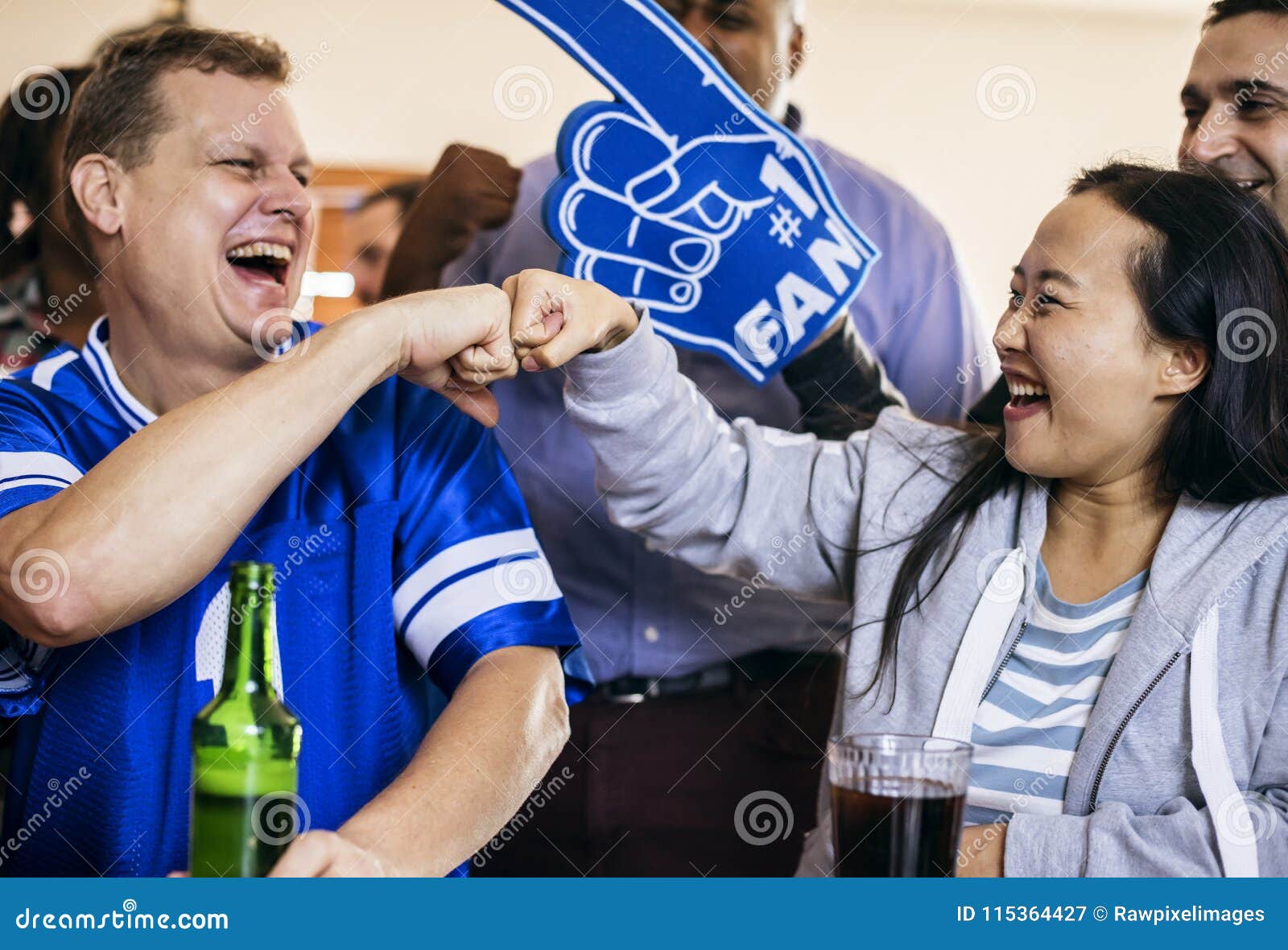 Friends Cheering Sport at Bar Together Stock Image - Image of beer ...
