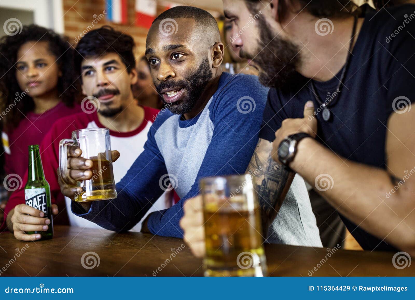 Friends Cheering Sport at Bar Together Stock Image - Image of cheerful ...