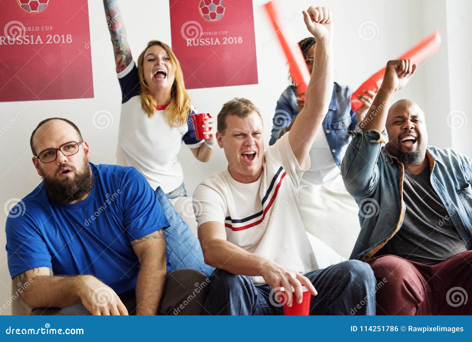Friends Cheering World Cup with Painted Flag Stock Photo - Image of ...