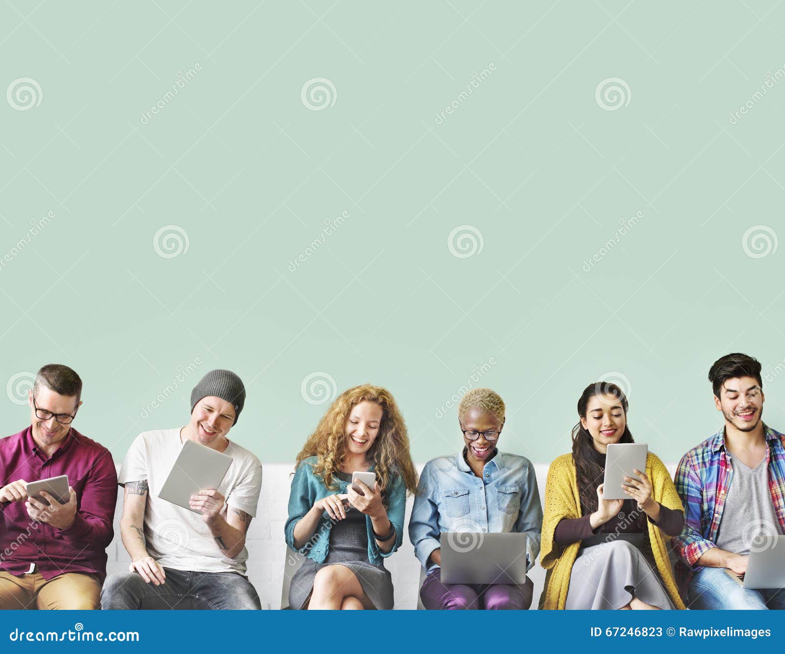 Friends Connection Digital Devices Technology Network Concept Stock ...