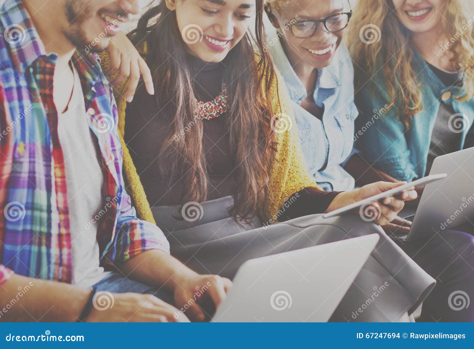 Friends Connection Digital Devices Technology Network Concept Stock ...