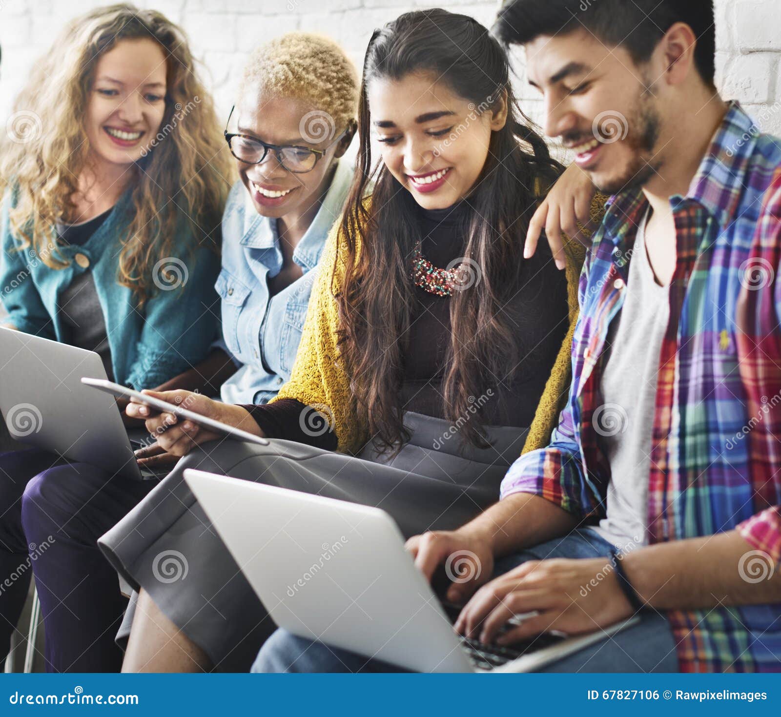 Friends Connection Digital Devices Technology Network Concept Stock ...