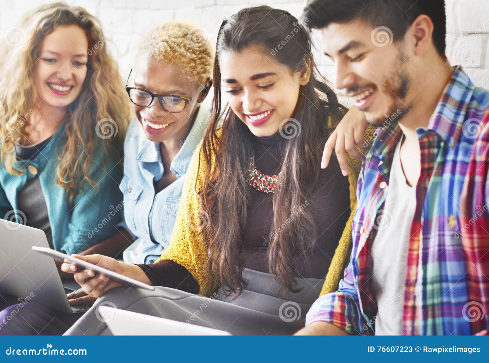 Friends Connection Digital Devices Technology Network Concept Stock ...