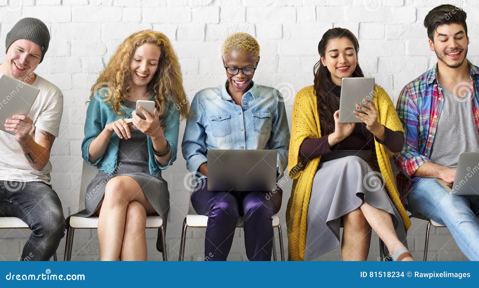 Friends Connection Digital Devices Technology Network Concept Stock ...