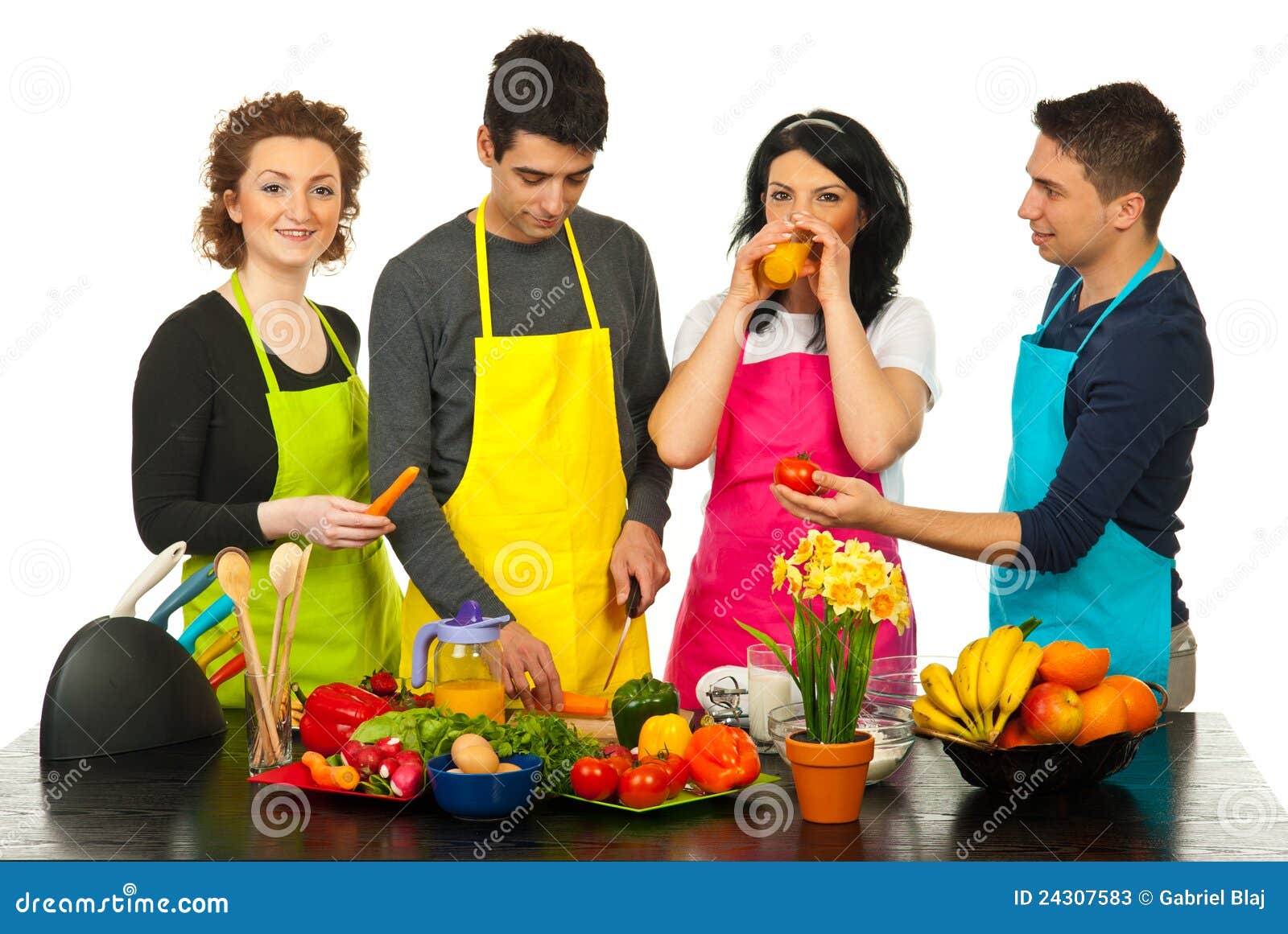 Friends cooking together stock image. Image of caucasian - 24307583