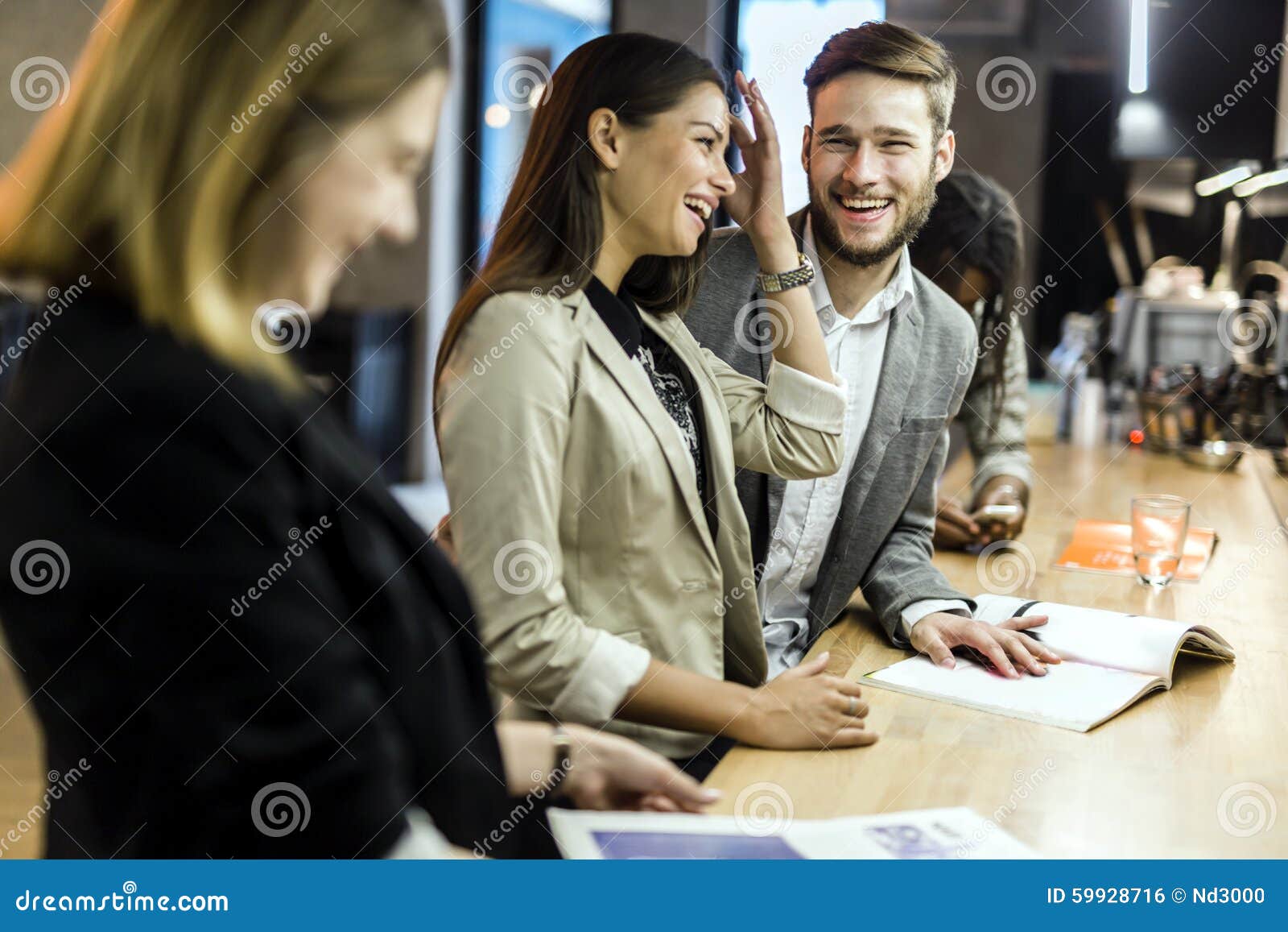 Friends at the Counter of a Bar after Work Stock Photo - Image of ...