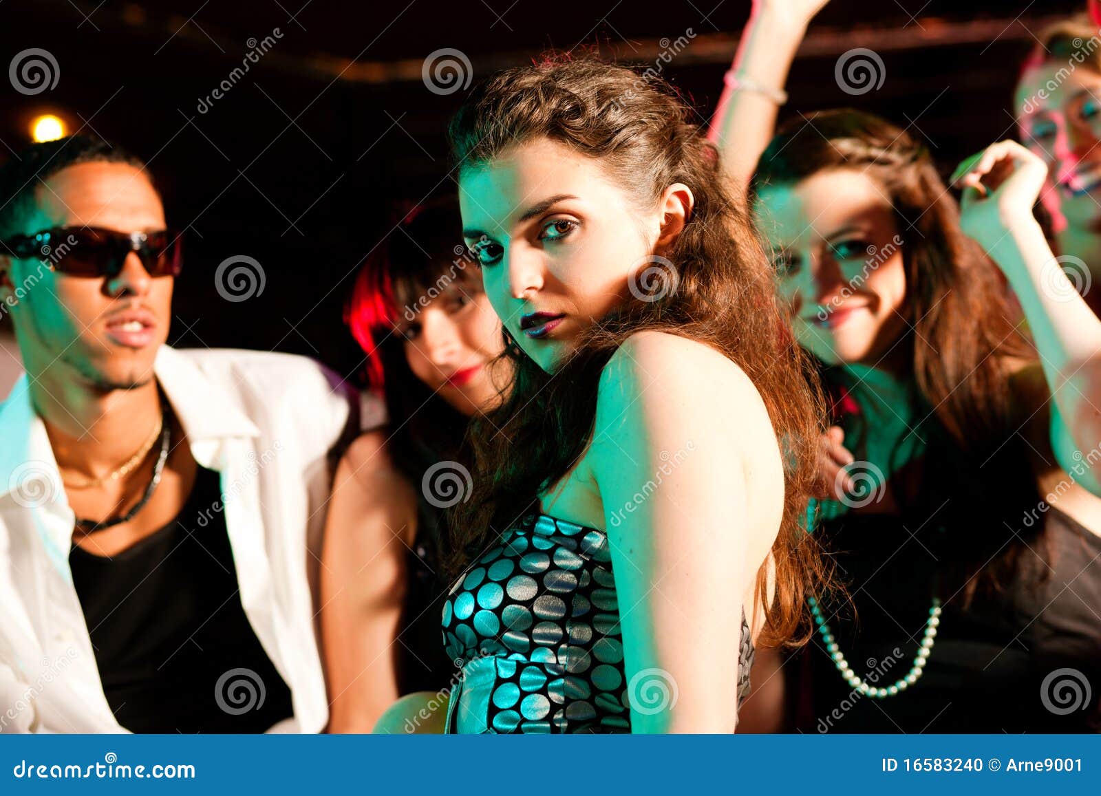 Friends Dancing in Club or Disco Stock Photo - Image of excitement ...