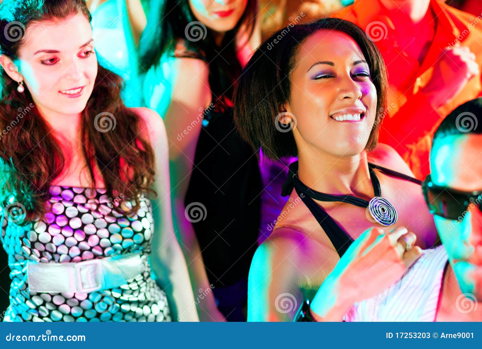 Friends Dancing in Club or Disco Stock Image - Image of dancefloor ...