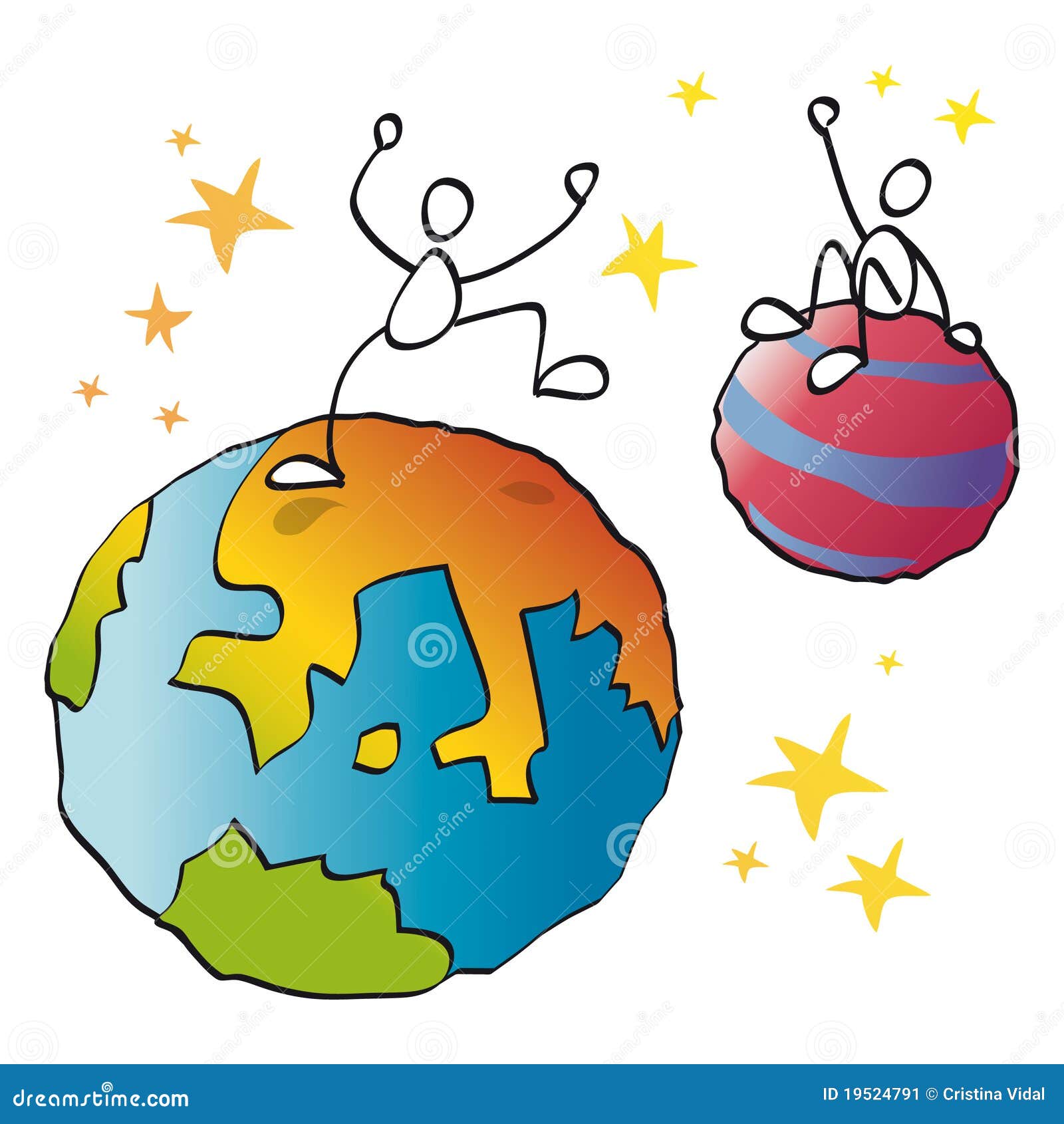 Friends on Different Planets Stock Illustration - Illustration of funny ...