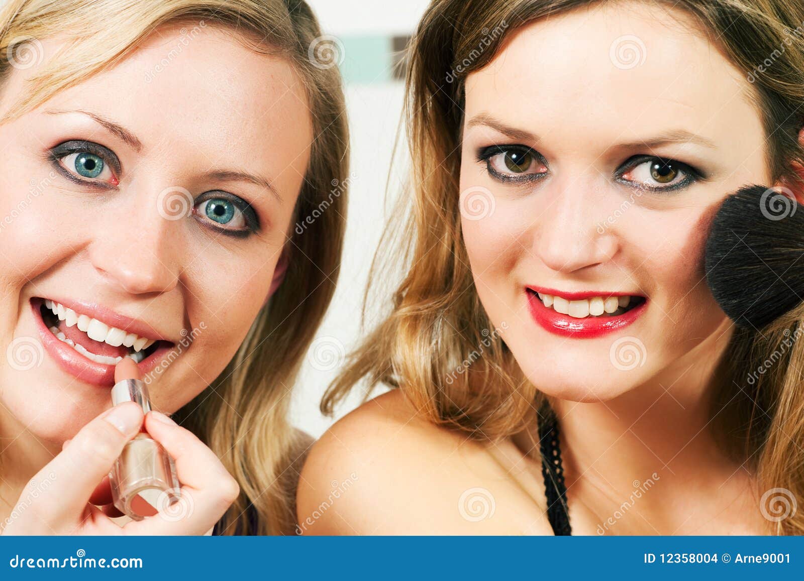 Friends doing make-up stock photo. Image of adult, complexion - 12358004