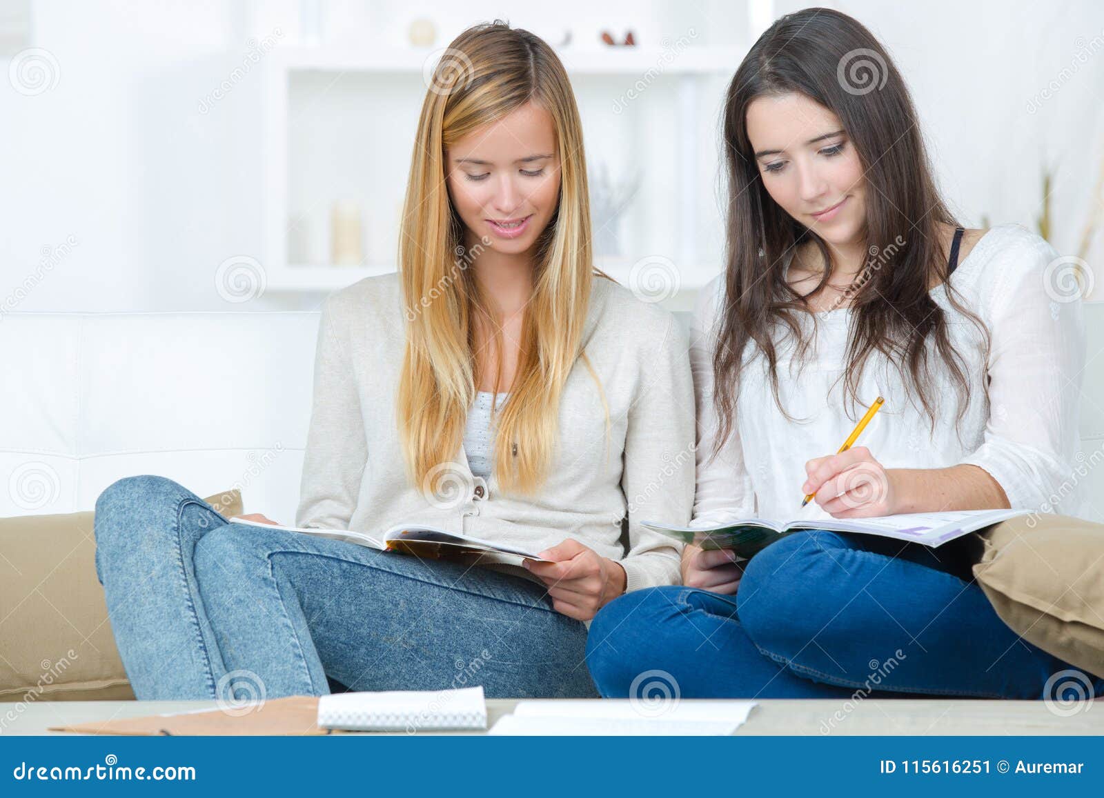 Friends Doing Their Assignment Stock Image - Image of deadline, lesson ...